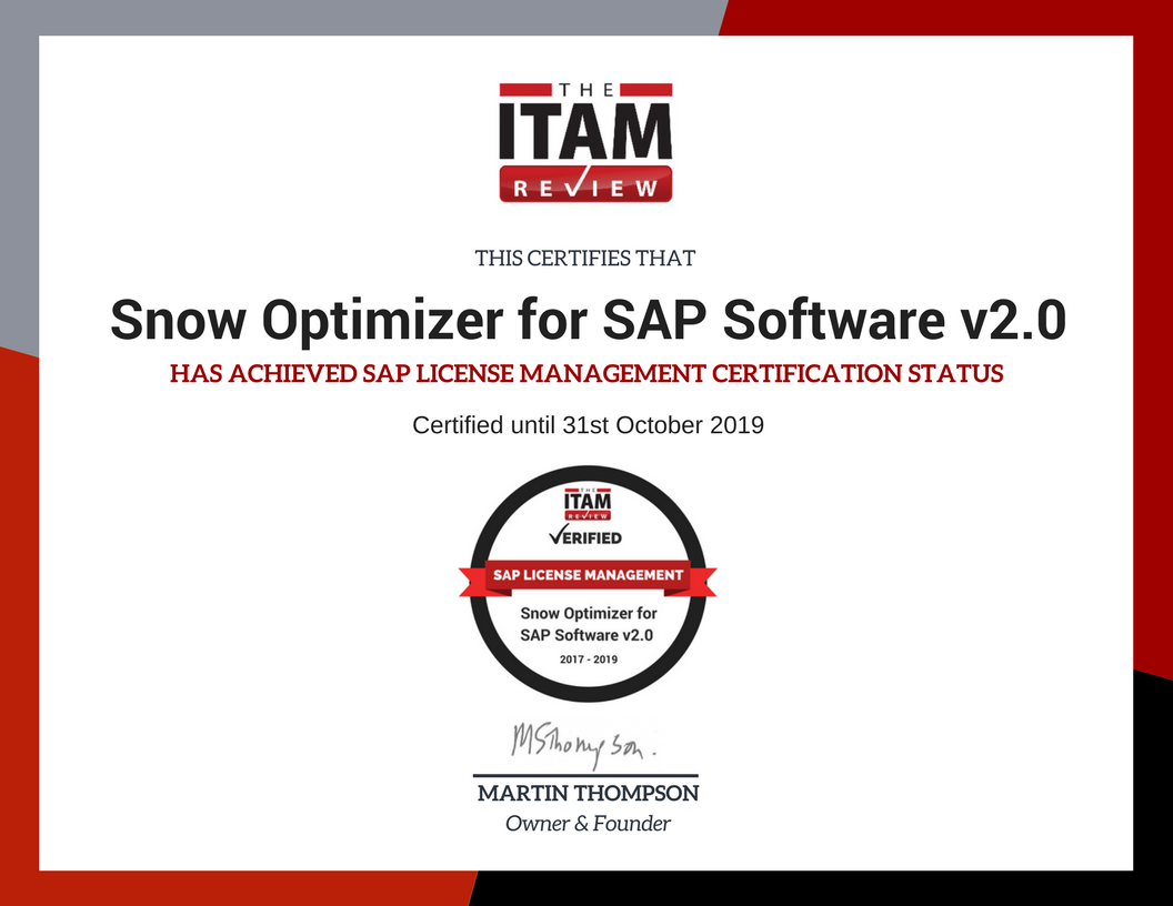 SAP License Mgt Certification: Snow Optimizer for SAP Software v2.0 ...