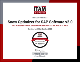 SAP License Mgt Certification: Snow Optimizer for SAP Software v2.0 ...